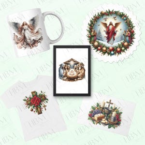 Watercolor Christian Christmas Clipart Bundle, Religious Xmas Graphics ...