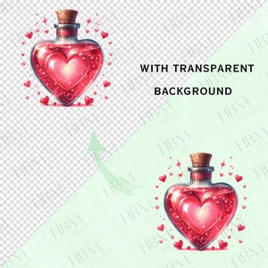 Watercolor Love Potion Bottles Clipart Bundle, Romantic Tonic Sticker ...