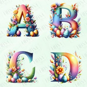 Watercolor Easter Letters Clipart Bundle, Whimsical Spring Graphic ...