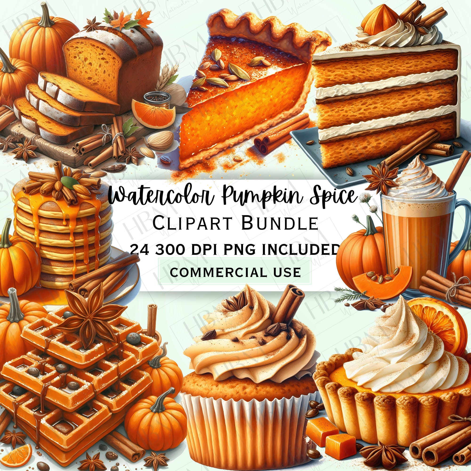 Watercolor Pumpkin Spice Clipart Bundle, Thanksgiving Season Sticker ...