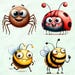 Funny Quirky Insects Clipart Bundle, Silly Bug Sticker, Crazy Whimsical ...