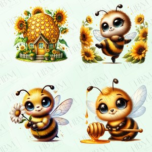 Cute Watercolor Sweet Bees Clipart Bundle, Honey Nursery Decor, Spring ...