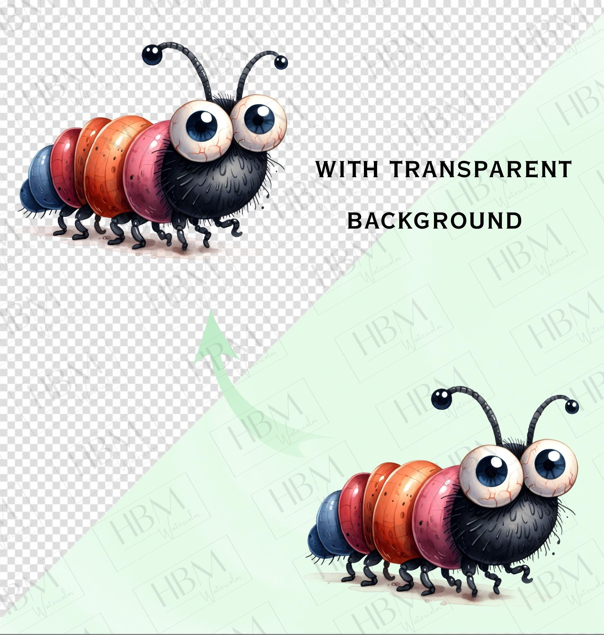 Funny Quirky Insects Clipart Bundle, Silly Bug Sticker, Crazy Whimsical ...