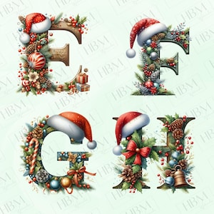Watercolor Christmas Letters Clipart Bundle, Whimsical Xmas Graphics ...