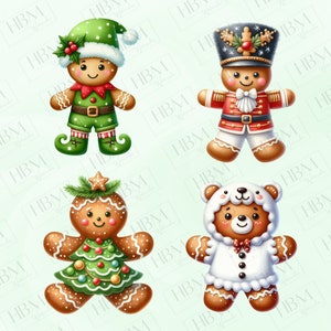 Watercolor Gingerbread Man Clipart Bundle, Cute Christmas Cookies ...