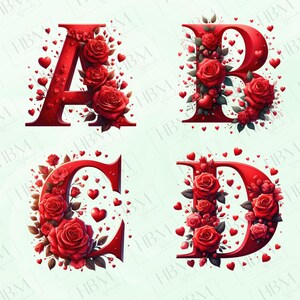 Watercolor Valentine's Letters Clipart Bundle, Whimsical Love Graphic ...