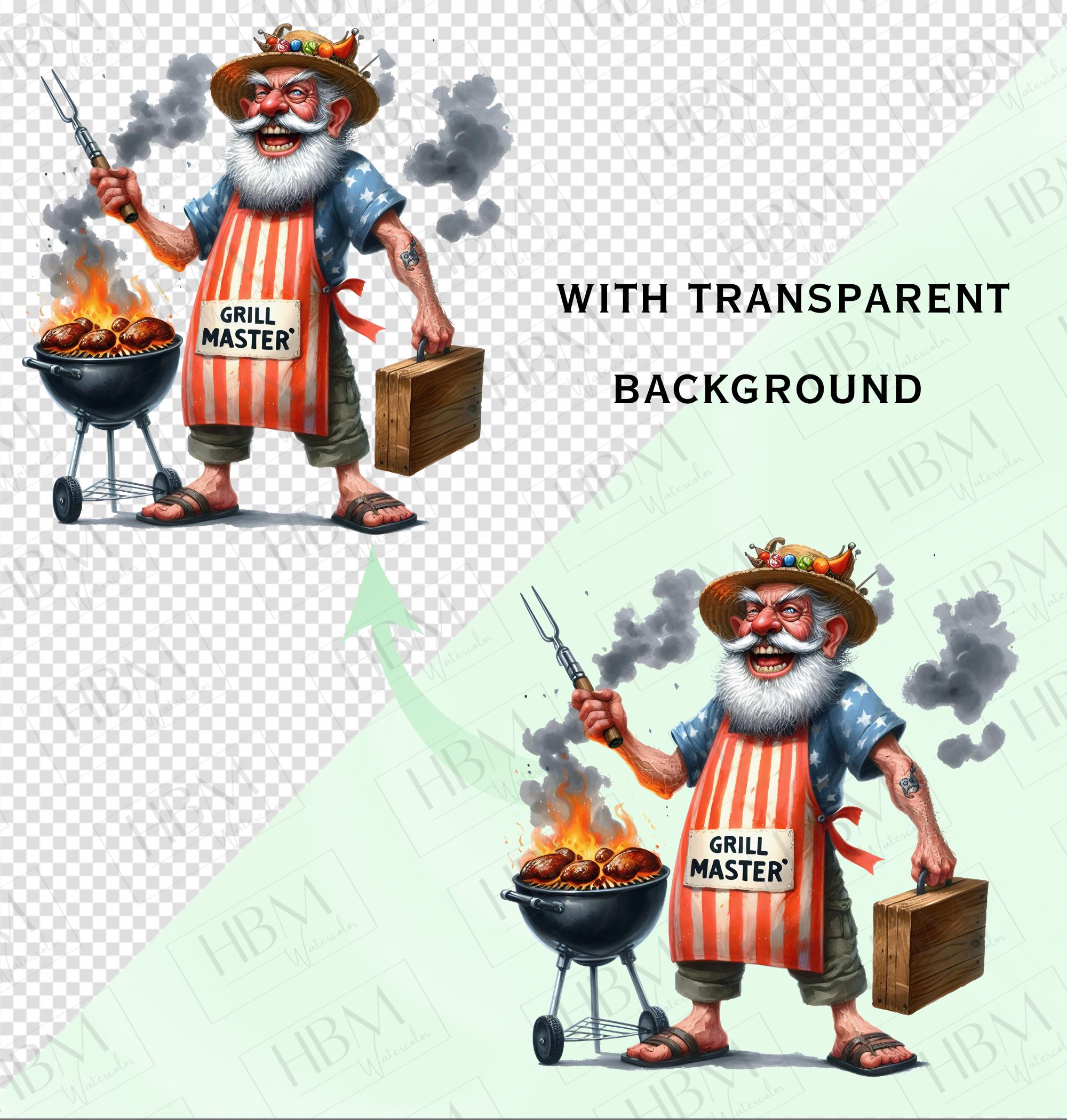 Funny Quirky Backyard Grandpa Clipart Bundle, Watercolor Old Man ...