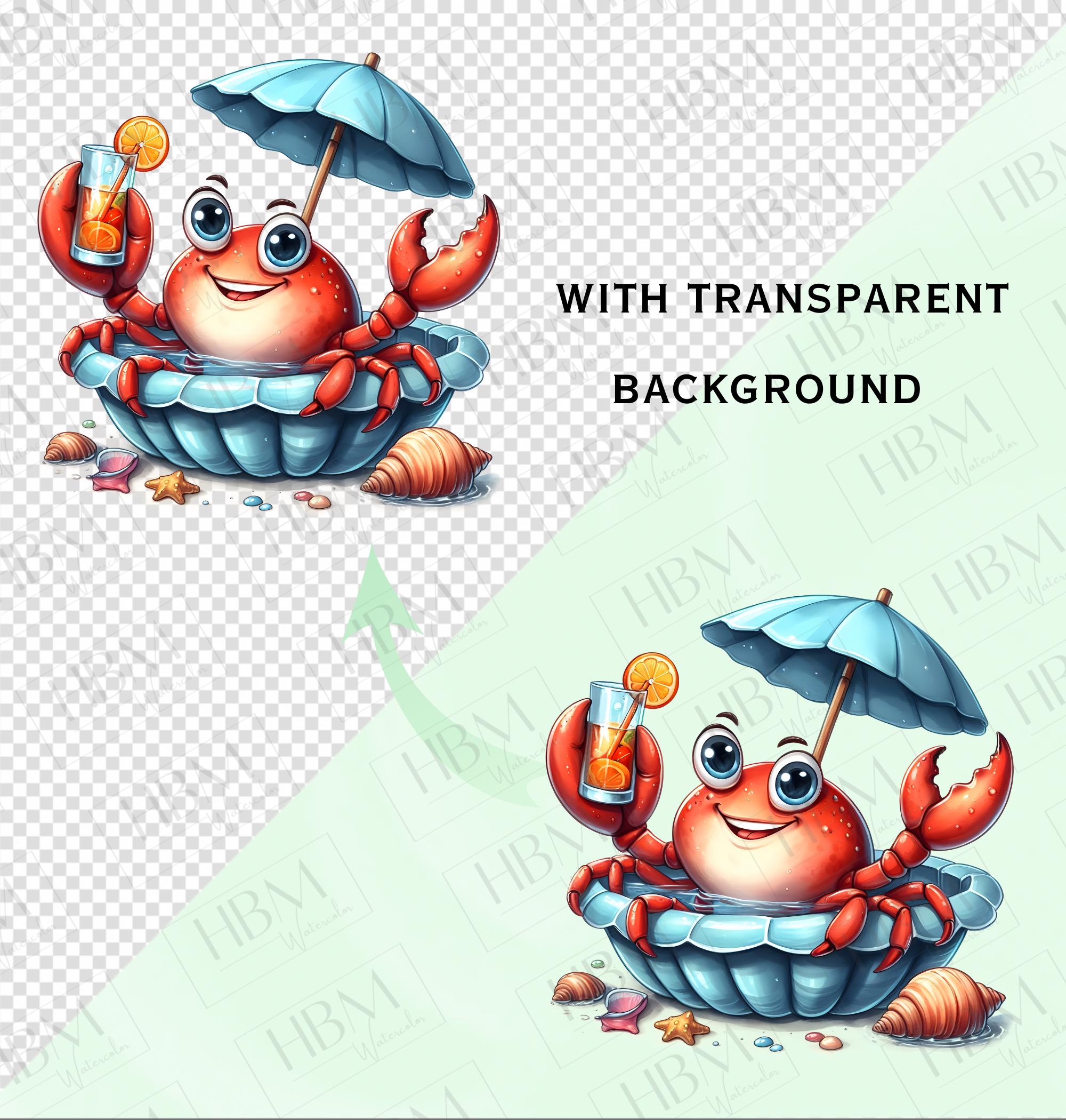 Funny Summer Sea Animals Clipart Bundle, Cute Beach Ocean PNG, Tropical ...