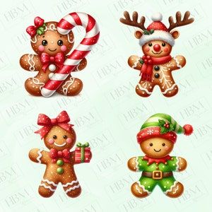 Watercolor Gingerbread Man Clipart Bundle, Cute Christmas Cookies ...