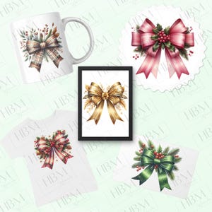 Watercolor Christmas Coquette Bows Clipart Bundle, Whimsical Festive ...