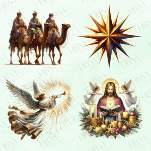 Watercolor Christian Christmas Clipart Bundle, Religious Xmas Graphics ...