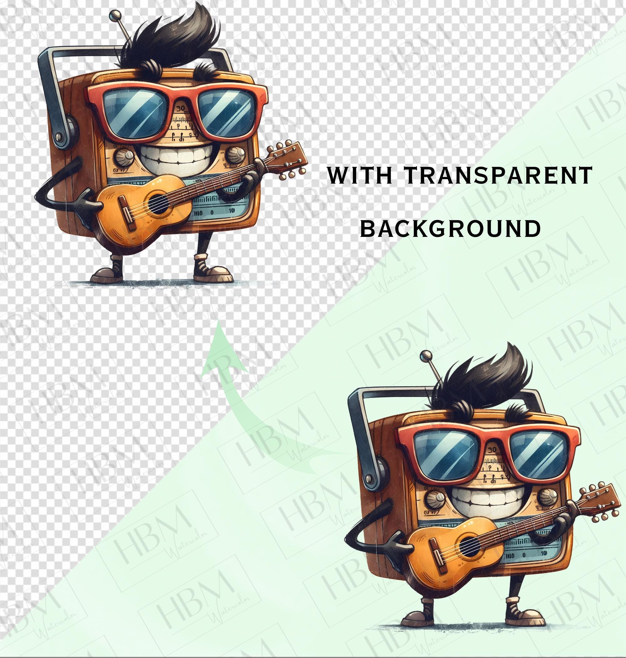 Funny Retro Cartoon Characters Clipart Bundle, Watercolor Vintage ...