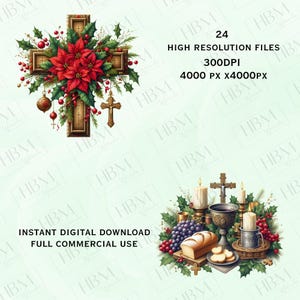 Watercolor Christian Christmas Clipart Bundle, Religious Xmas Graphics ...