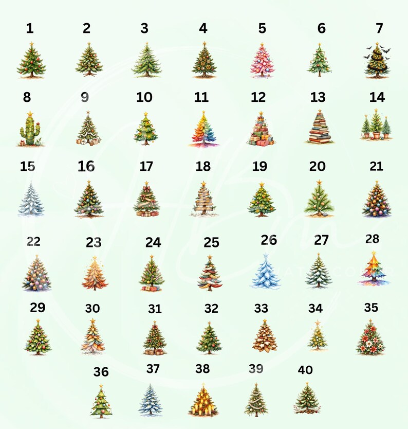 Watercolor Christmas Tree Clipart Bundle PNG, Holiday Tree ...