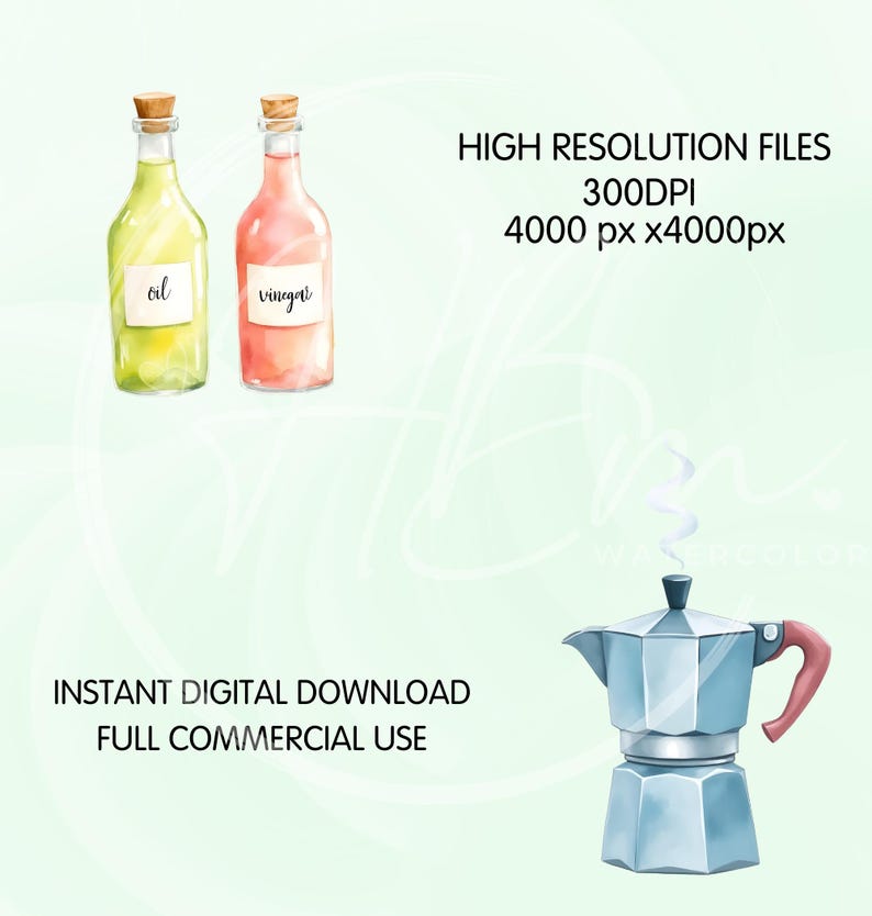 Kitchen Appliance Clipart Bundle, Watercolor Cooking Tools Pngs, Rustic ...