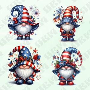 Watercolor 4th of July Gnomes Clipart Bundle, Cute Patriotic Decor ...