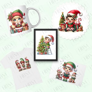 Cute Watercolor Elves Clipart Bundle, Festive Elf Graphics, Adorable ...