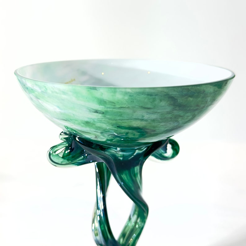 Green Art Glass Compote, Danube Glass, C1960s - Etsy Australia