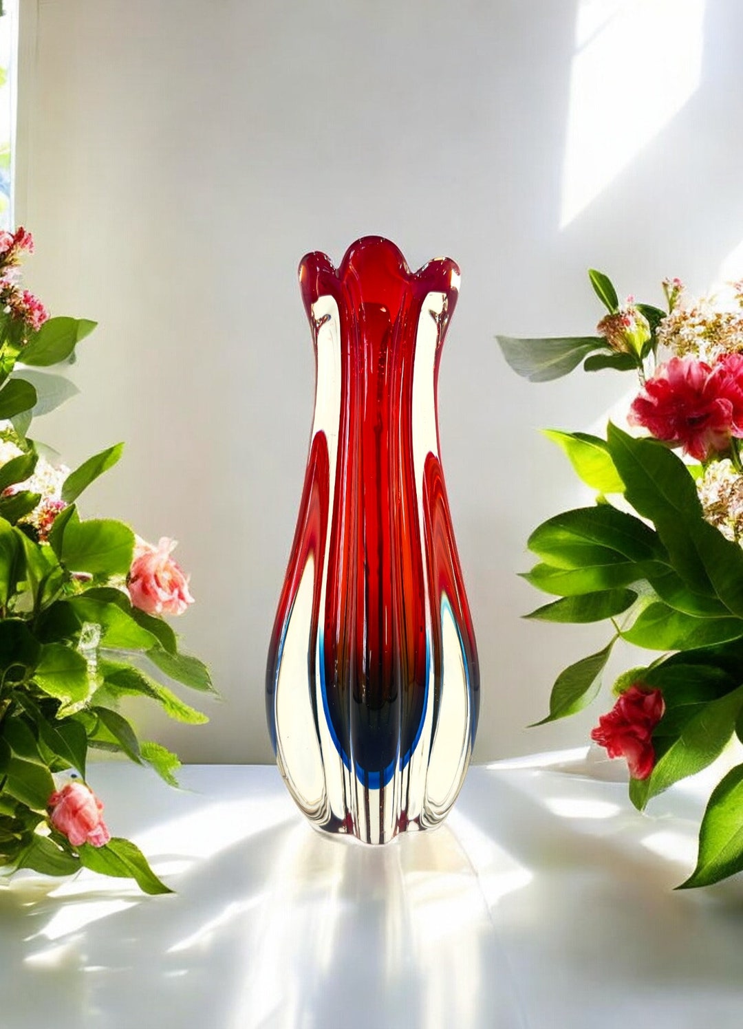 Sanyu Art Glass Vase, (japan) Vintage C1960s-1970s Mid-century - Etsy ...