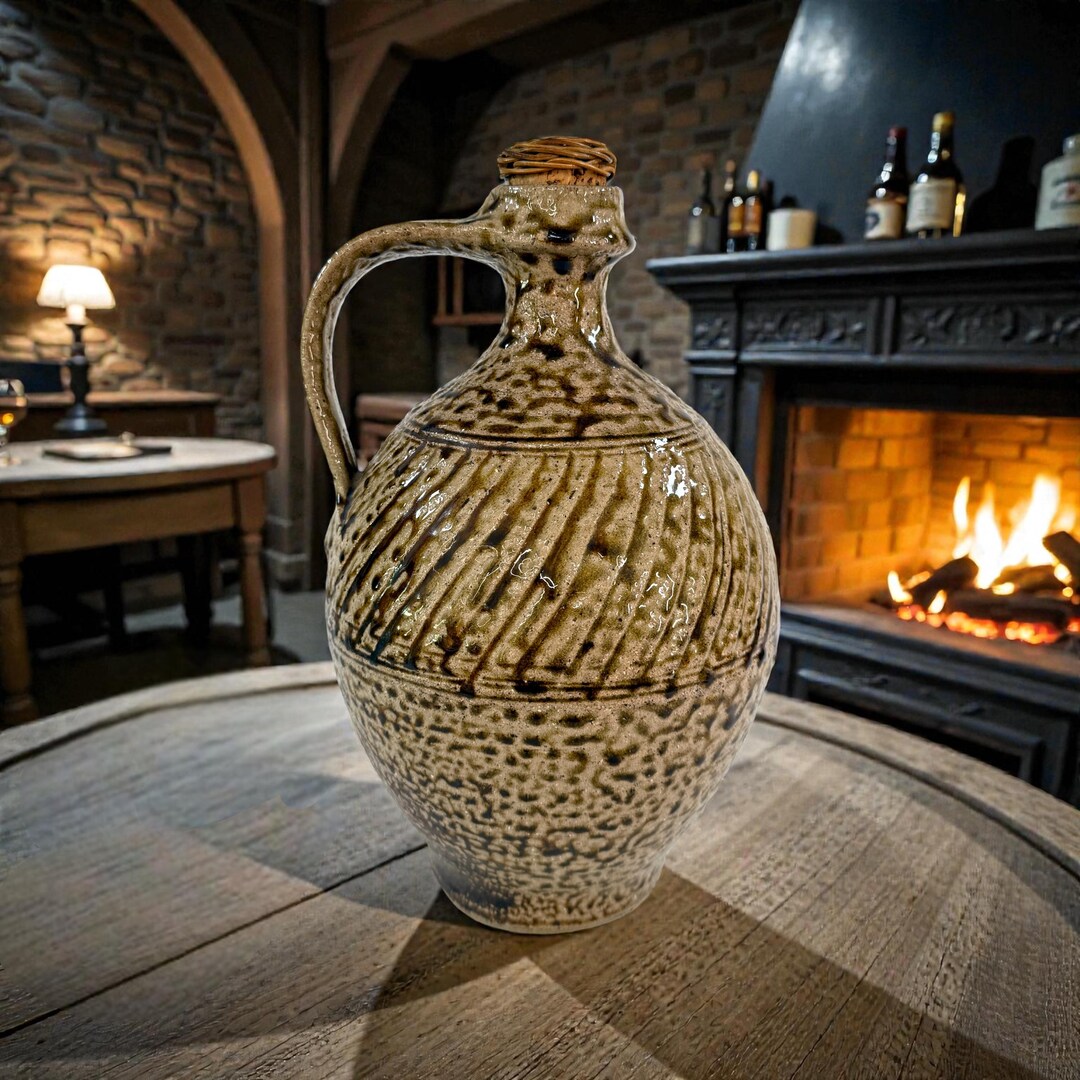 Mirek Smíšek Salt Glazed Flagon • NZ Studio Pottery With Original ...