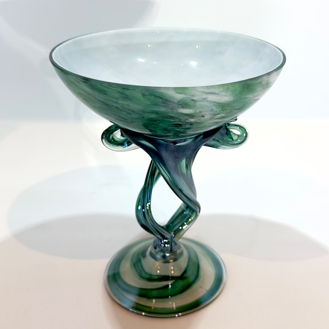 Green Art Glass Compote, Danube Glass, C1960s - Etsy Australia