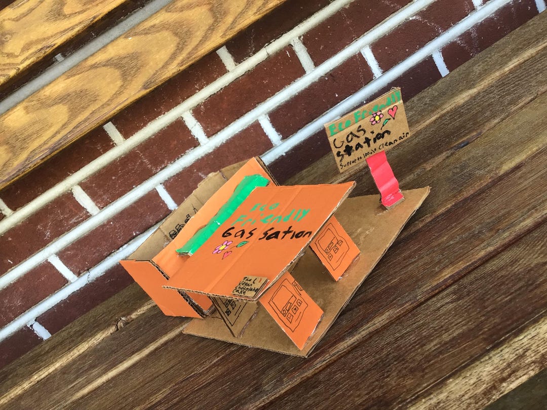 Handmade Miniature Gas Station Model: Recycled Materials - Etsy