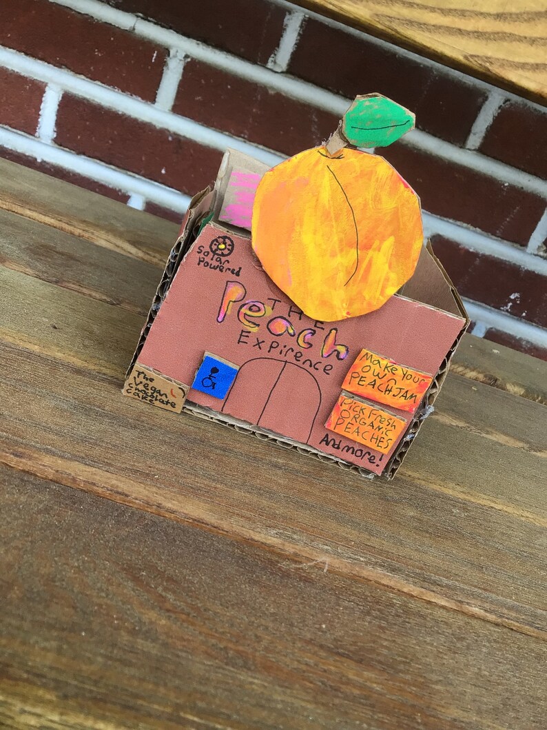 Recycleable Miniature Cardboard Model of Peach Farm/shop “peach ...