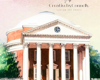8 X 10 University of Virginia Rotunda Watercolor Limited Edition Print ...