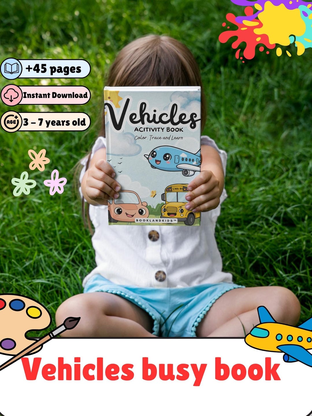 Vehicles Activity Book for Kids | Cars Trucks Coloring Pages, Puzzles ...