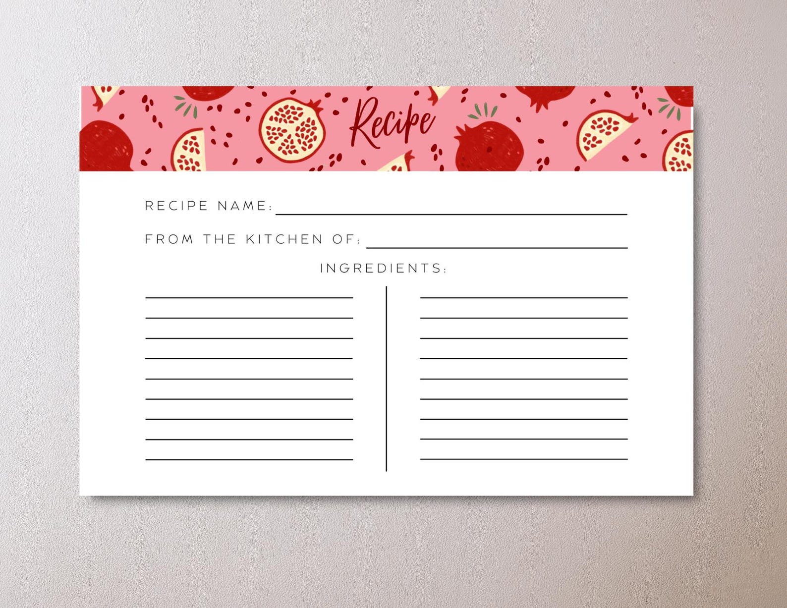 Pomegranate Recipe Cards: Fruit Recipe Cards - Etsy