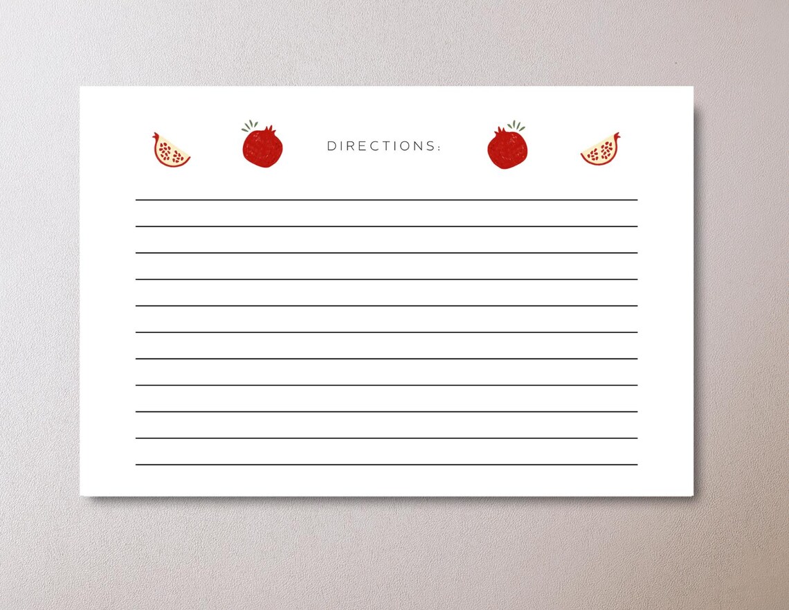 Pomegranate Recipe Cards: Fruit Recipe Cards - Etsy