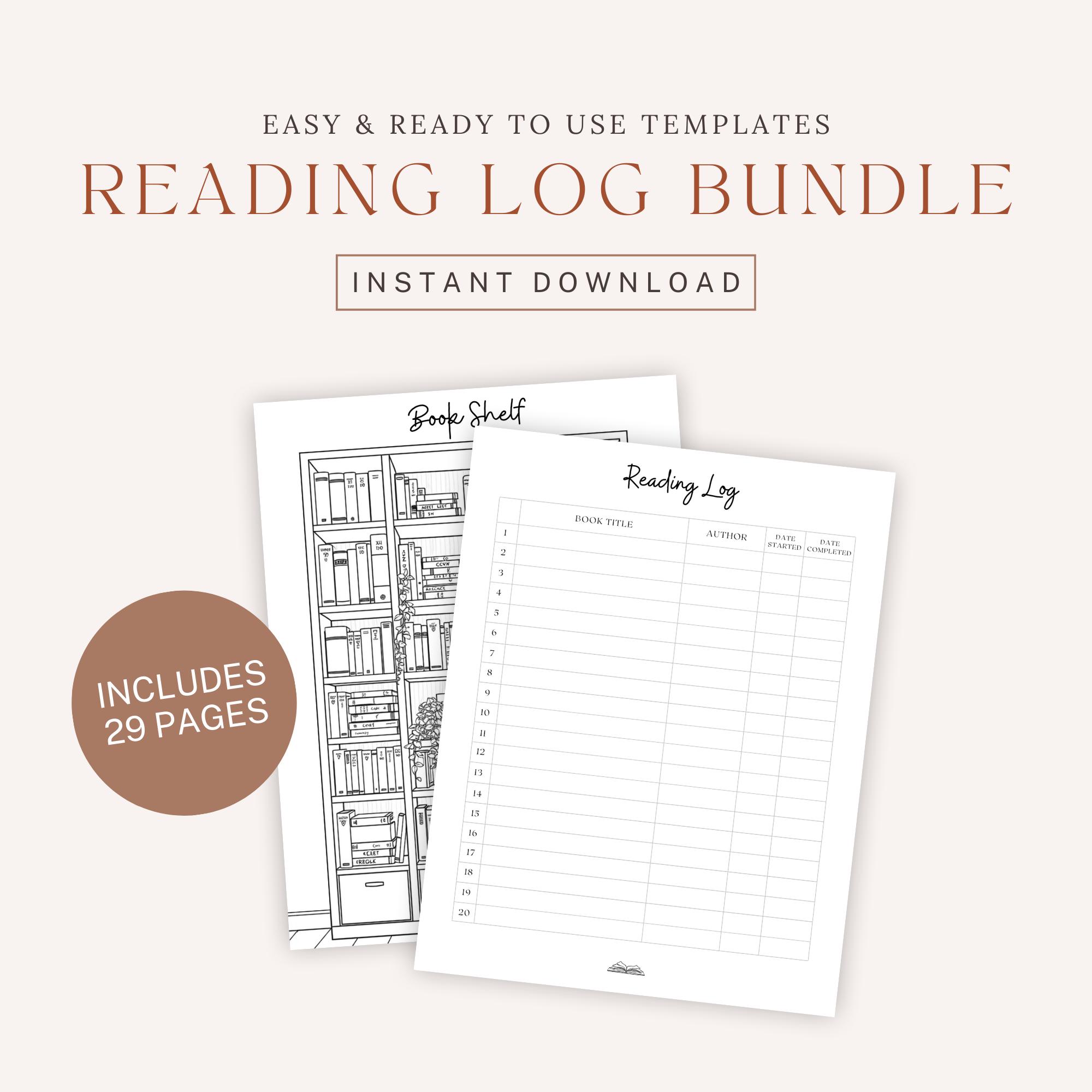 Reading Log Bundle Printable, Book Log, Reading Planner 2025, Book ...