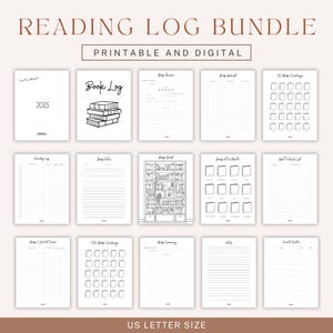 Reading Log Bundle Printable, Book Log, Reading Planner 2025, Book ...