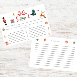 Christmas Recipe Cards: Holiday Recipe Cards - Etsy