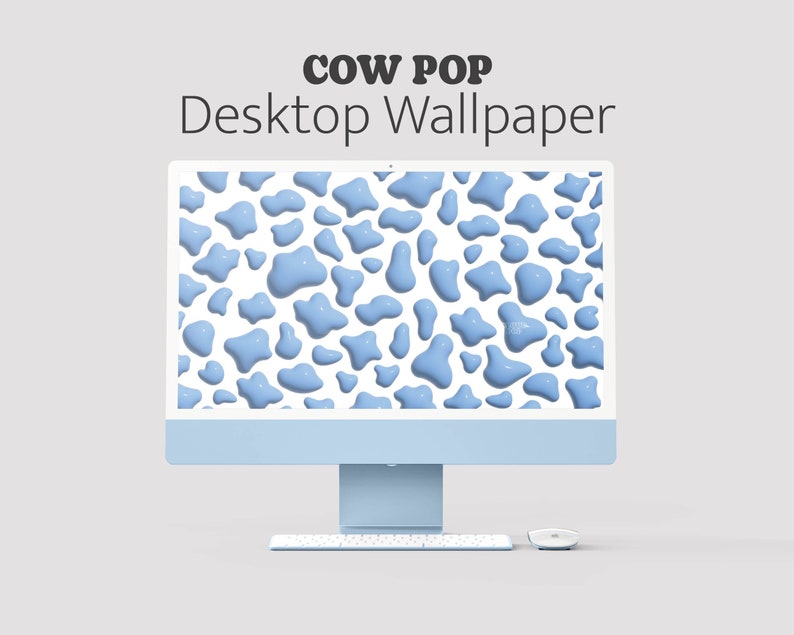 Blue Cow Print Desktop Wallpaper Calendar Computer MacBook and Windows ...