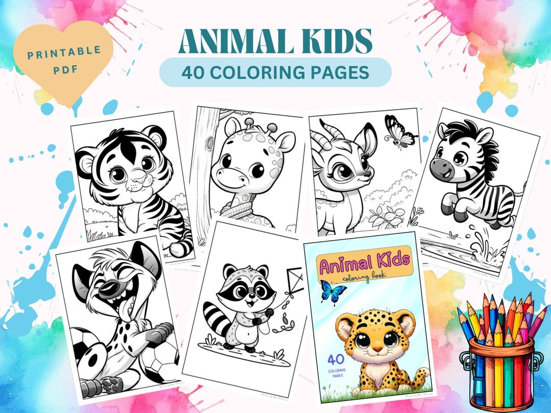 Animal Kids Coloring Pages Coloring Book for Creativity and Fun 40 ...