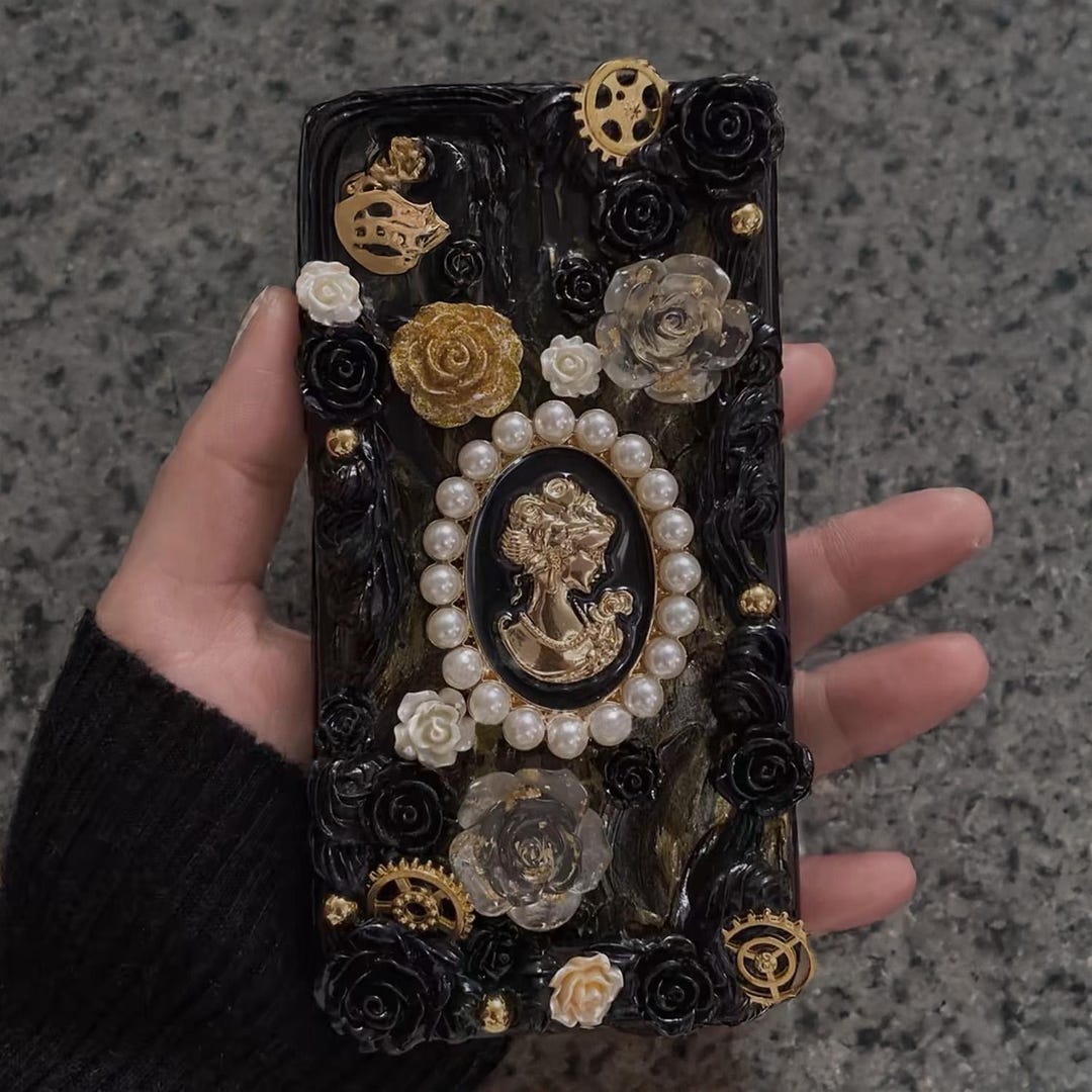 Handmade Vintage Baroque Steampunk Phone Case for Iphone, Black & Gold ...