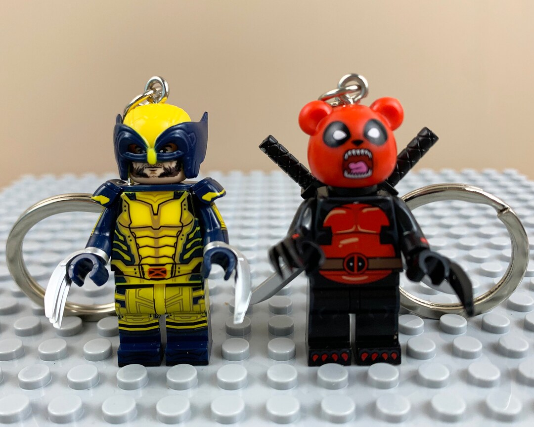Superhero Wolverine Deadpool Minifigure Keychain Keyring - Etsy