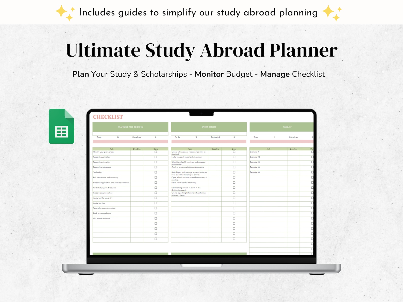 Study Abroad Planner Google Sheet, Student Budget Tracker, Scholarship Planner, Study Abroad ...