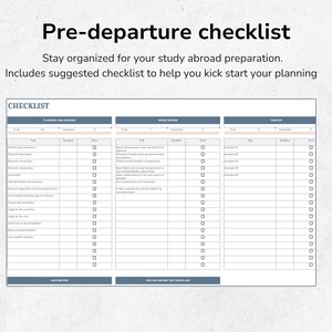 Study Abroad Preparation Planner Spreadsheet | Scholarship Tracker ...