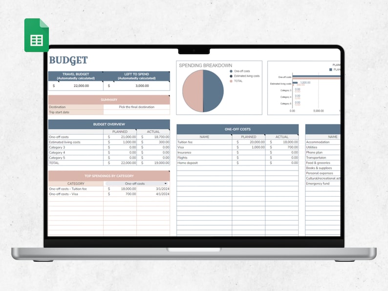 Study Abroad Preparation Planner Spreadsheet | Scholarship Tracker ...