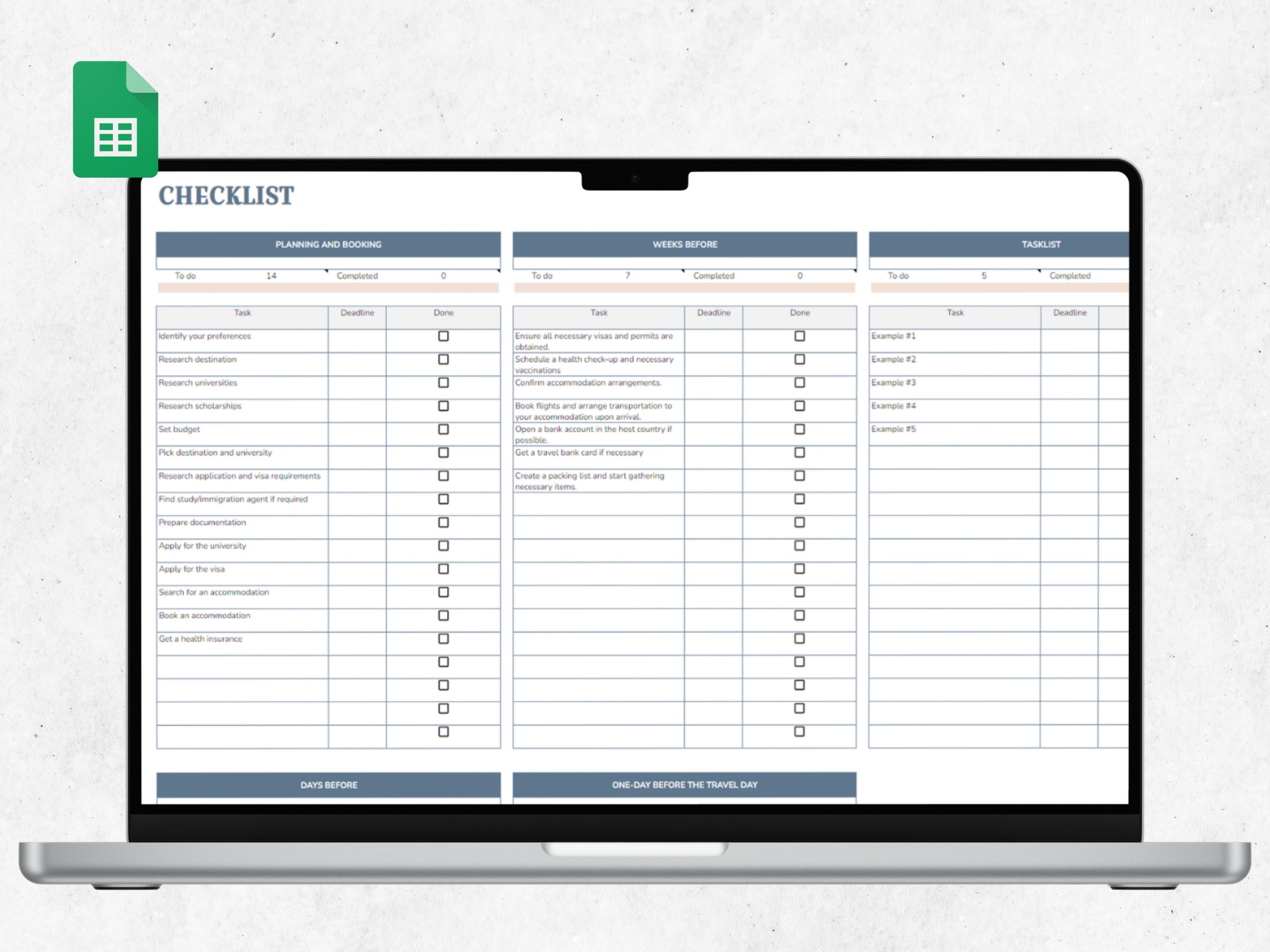 Study Abroad Preparation Planner Spreadsheet | Scholarship Tracker ...