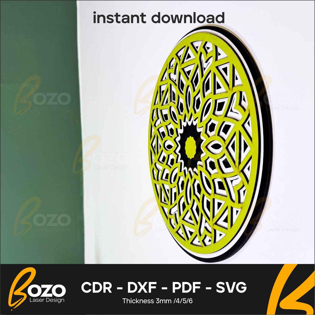Mandala Circle Multilayer Digital Cut File SVG - DXF - CDR File Layered ...
