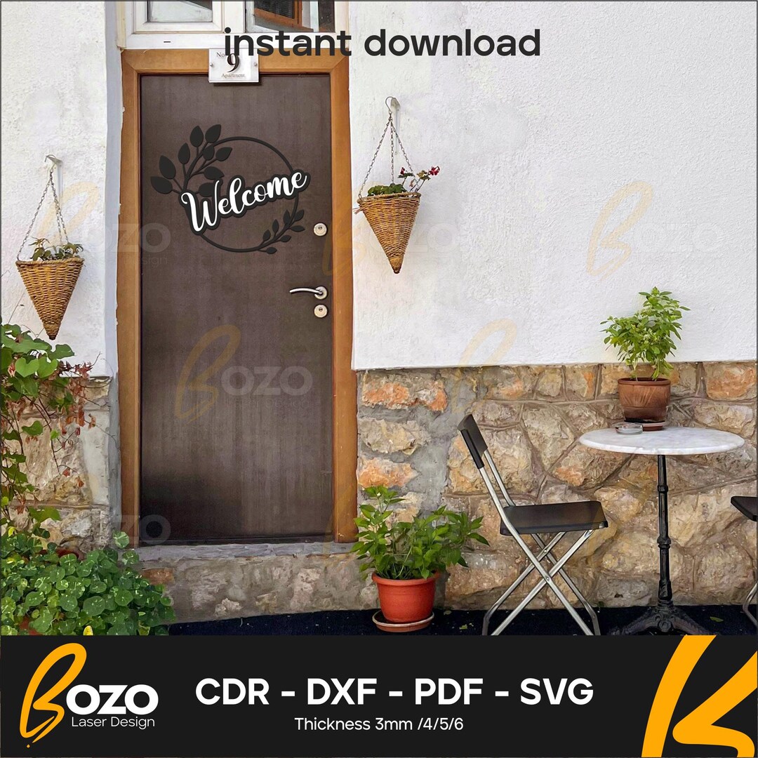 Welcome Home Door Decor, Dxf , Cdr, Pdf, Svg File for Laser Cut, 2 ...