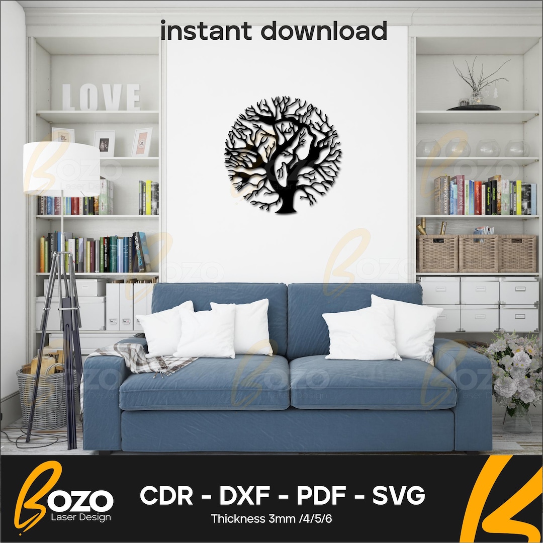 Tree Laser Cut , Svg Files, Tree Cdr File, Svg Laser Vector Files for ...