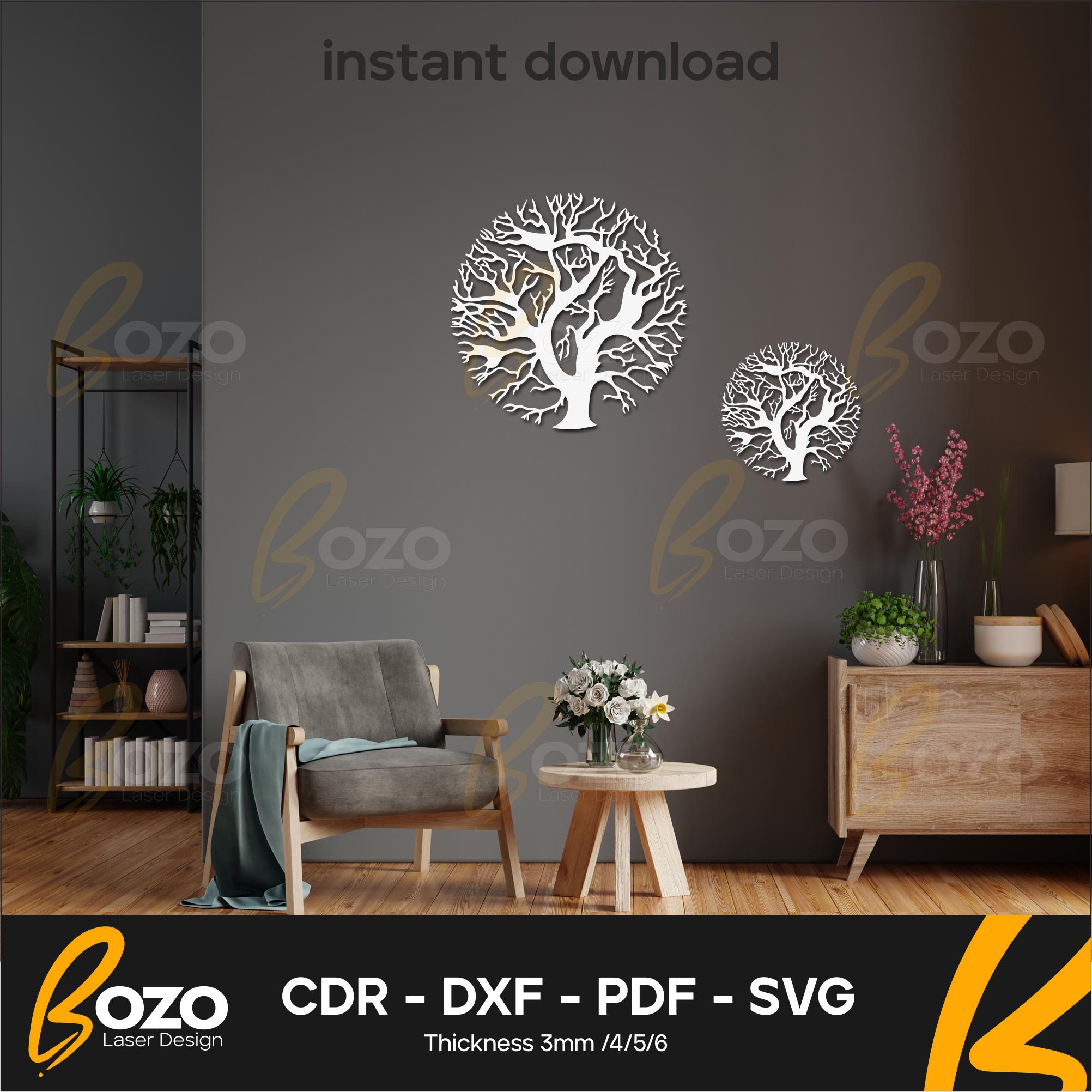Tree Laser Cut , Svg Files, Tree Cdr File, Svg Laser Vector Files for ...