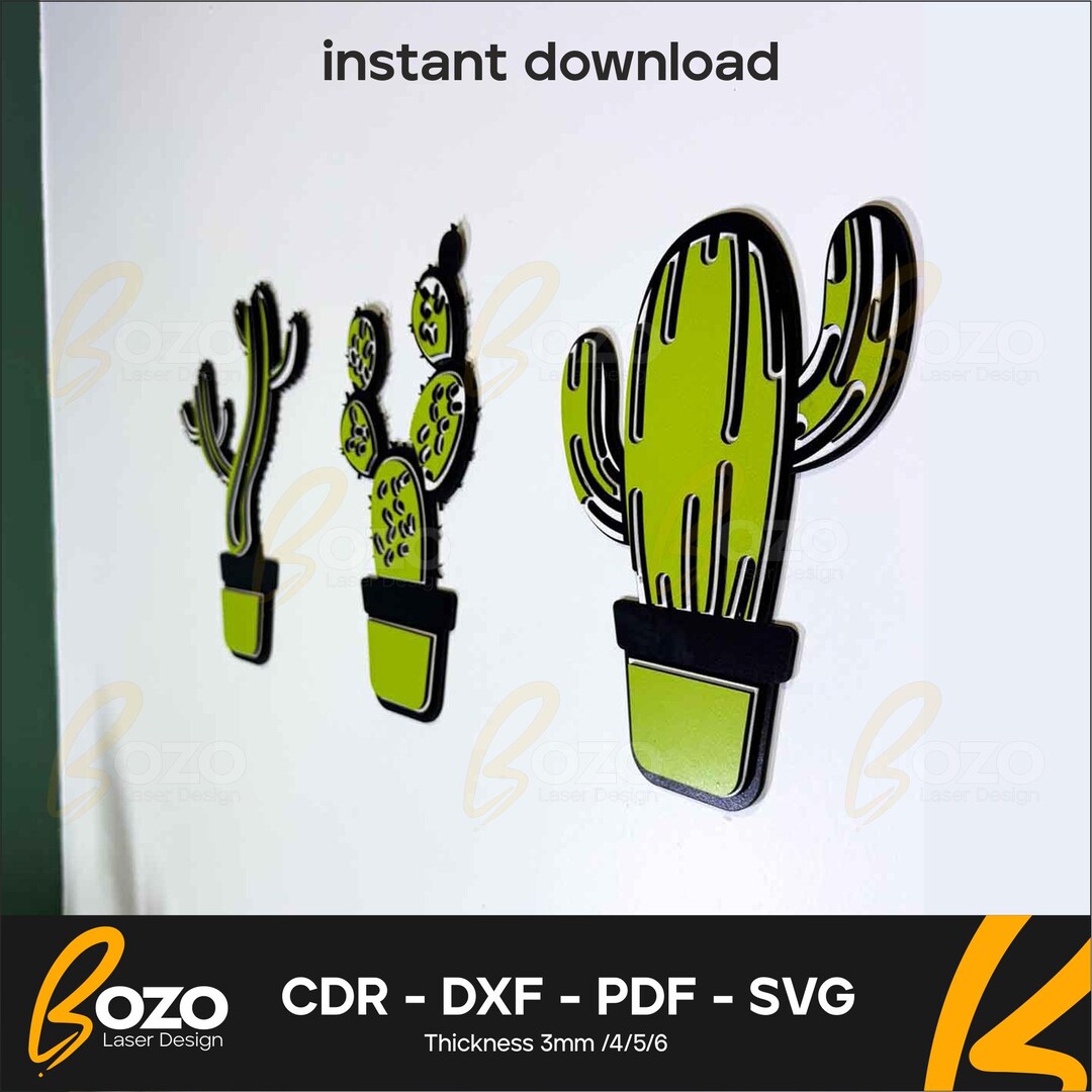 Cactus 3 Layer SVG Laser Cut File Instant Download Digital Product Cnc ...