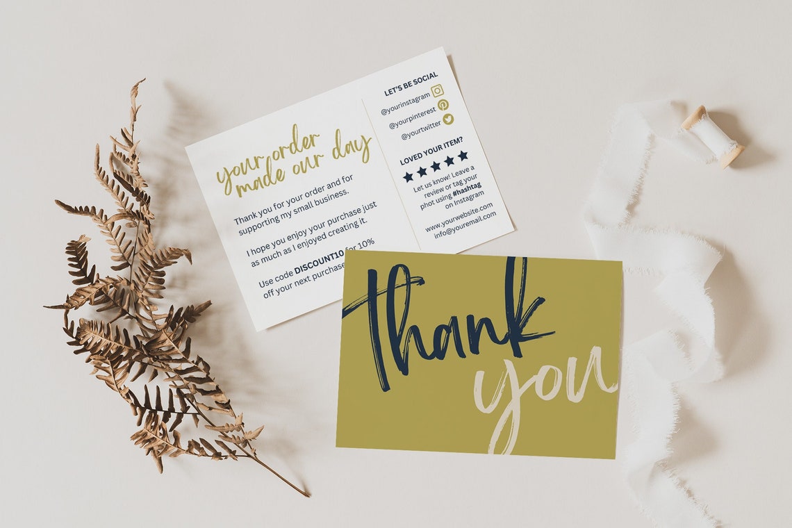Editable Business Thank You Card Template - Etsy
