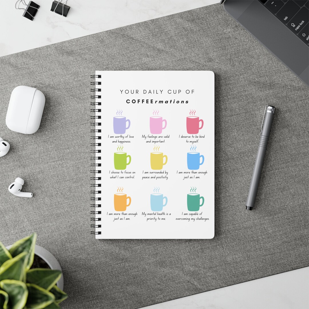 Coffee Cup Positive Affirmations A5 Lined Notebook - Etsy