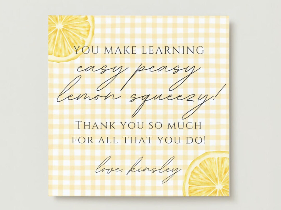Lemon Lemonade Teacher Appreciation Week Editable Canva Card Gift Tag ...